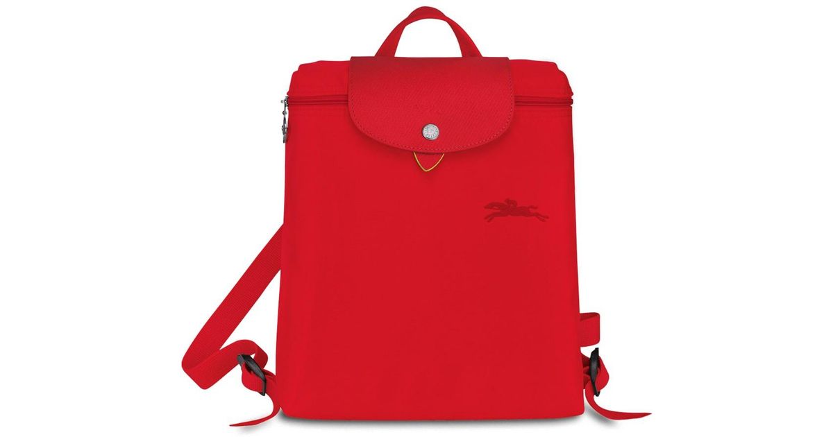 Longchamp `le Pliage Green` Medium Backpack in Red | Lyst