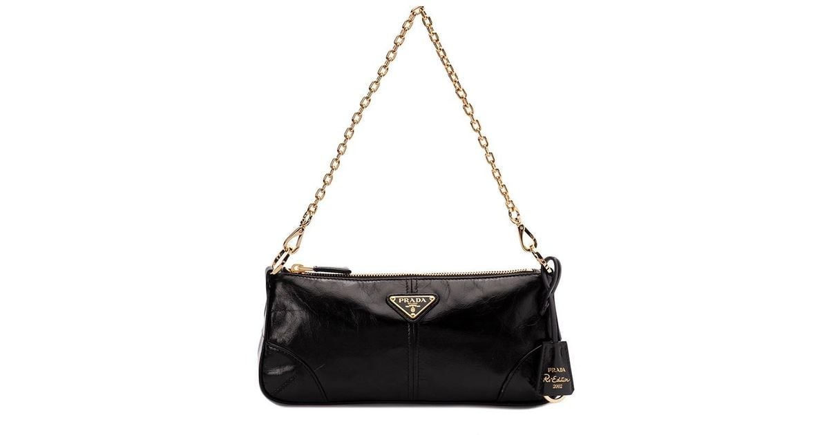 Prada Re-Edition 2002' Medium Leather Shoulder Bag in White | Lyst