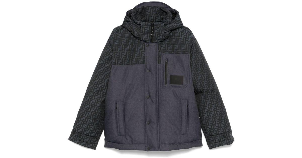Fendi Ff-jacquard Ski Jacket in Black for Men | Lyst