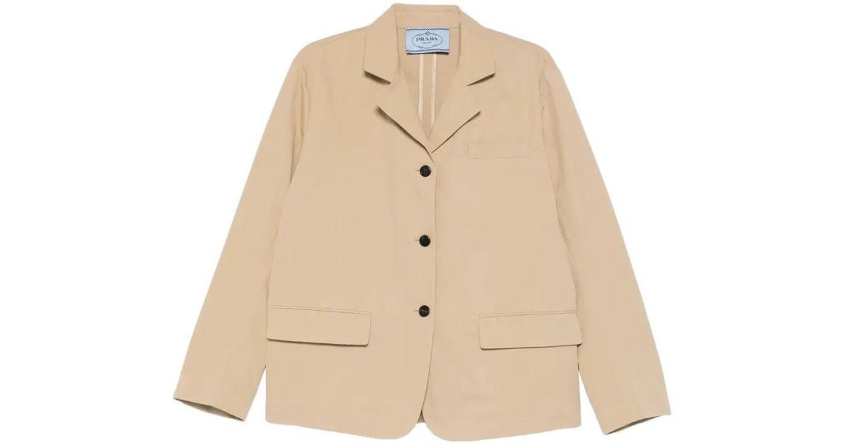 Prada Blazer in Natural | Lyst