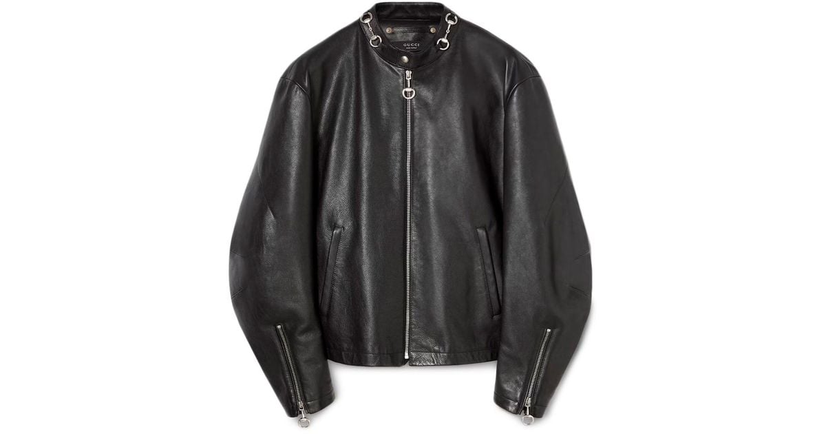 Gucci Bull Leather Jacket in Black for Men | Lyst UK