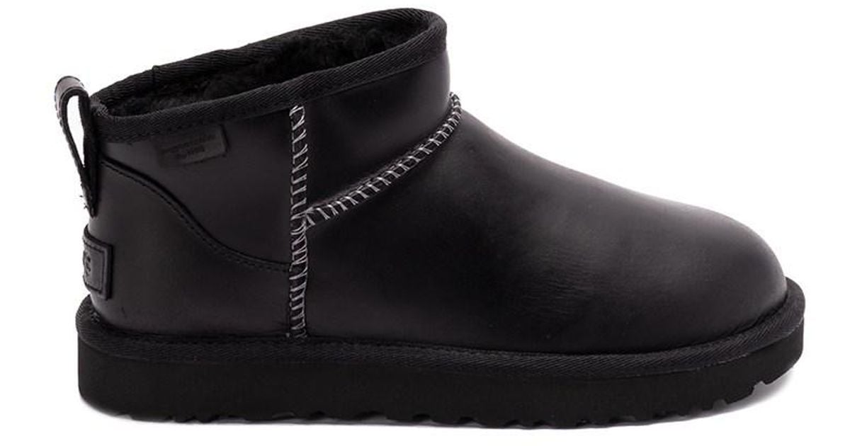 UGG `Classic Ultra Mini Leather Regen` Boots in Black | Lyst
