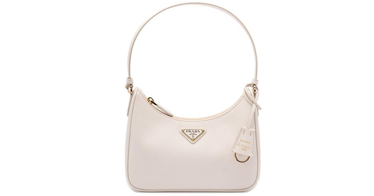 Prada Mini Re-Edition in White | Lyst UK