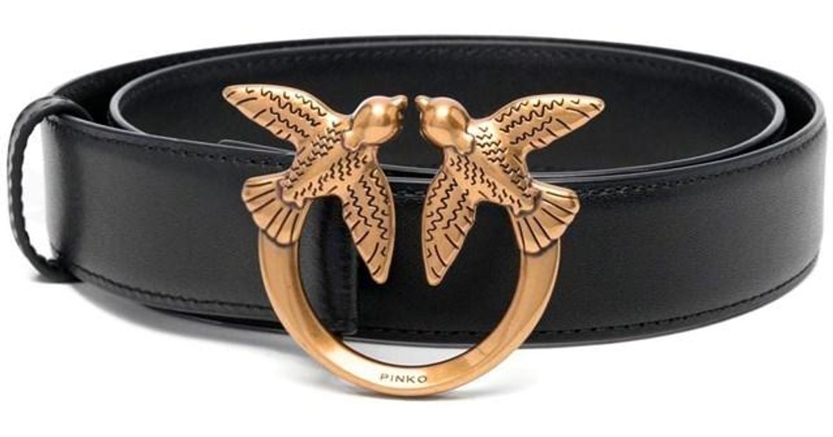 Pinko 'Love Birds' Leather Belt in White | Lyst