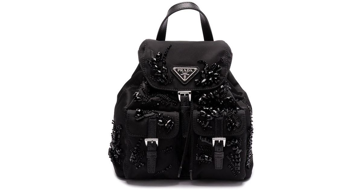 Prada Re-Nylon` And `Saffiano` Leather Backpack in Black | Lyst UK