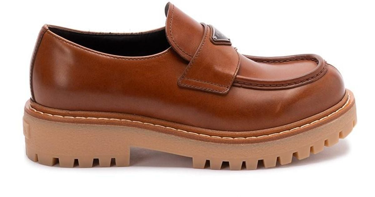 Prada 'St Moritz' Leather Loafers in Brown for Men | Lyst