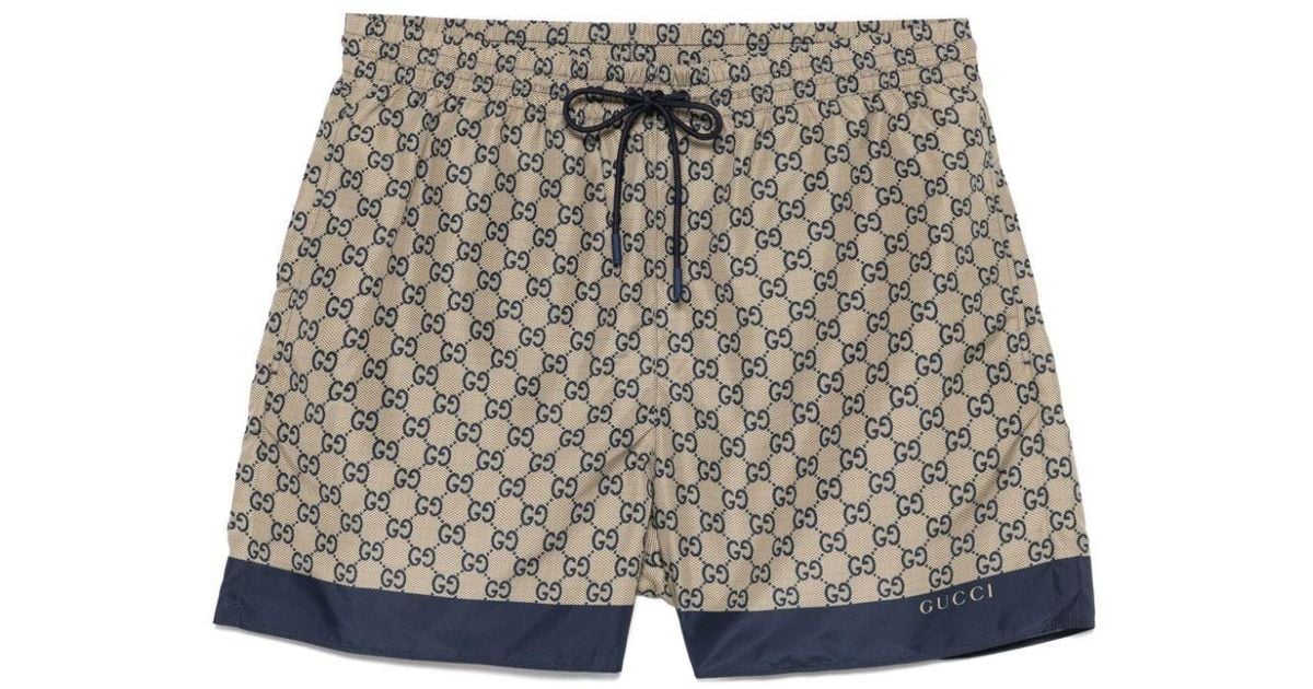 Gucci Printed Poplin Swim Shorts in Gray for Men | Lyst