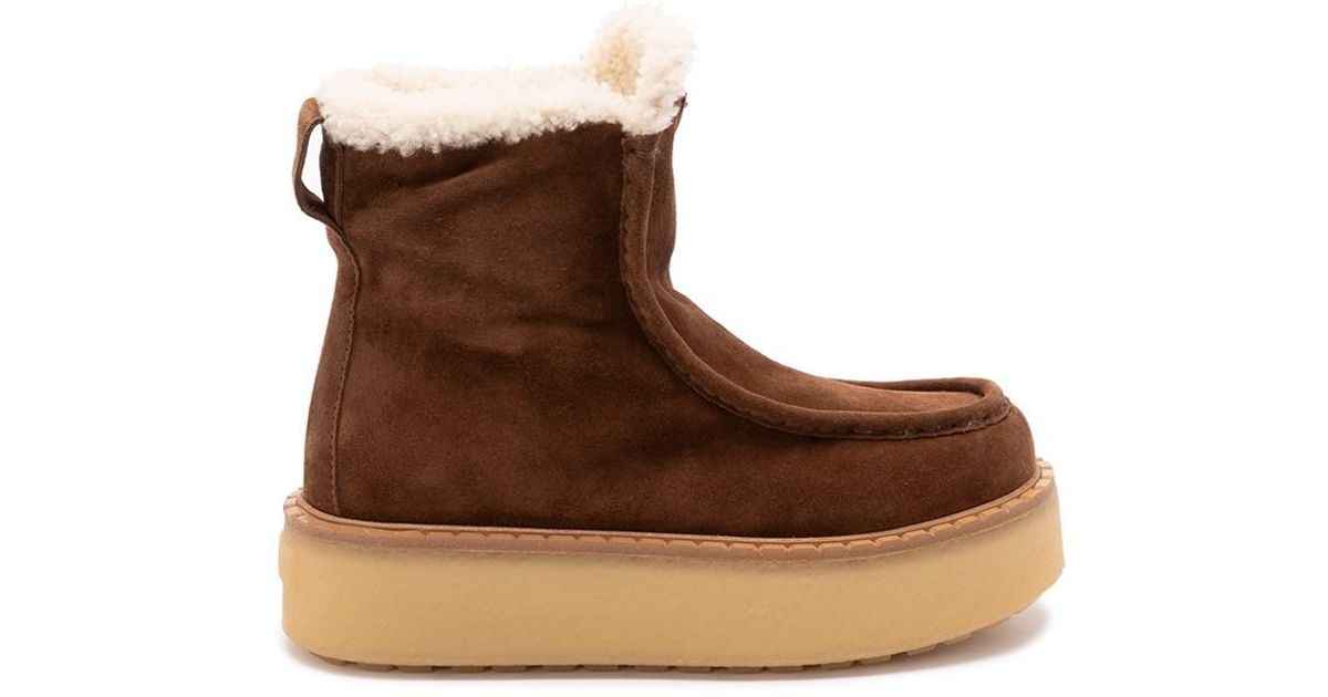 Prada Suede Booties in Brown | Lyst UK