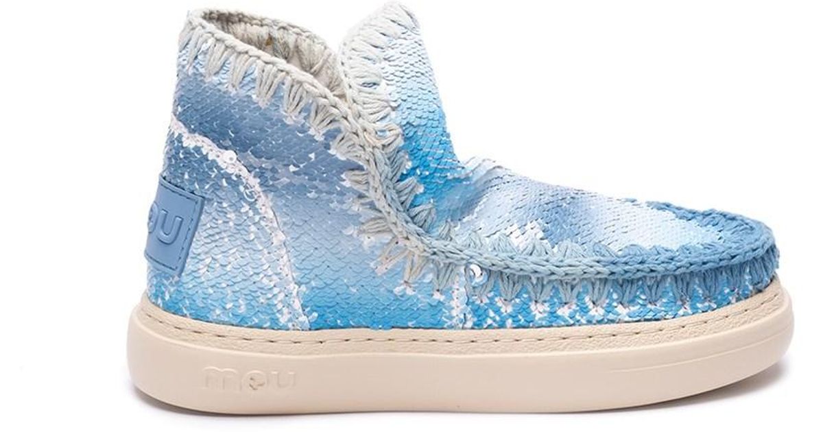 Mou Sneakers With Sequins Allover And Dégradé Stitching in Blue | Lyst