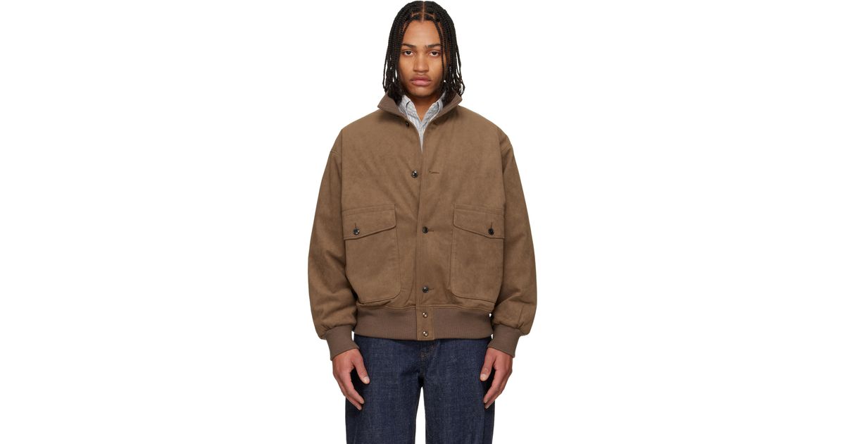 Nanamica Insulation Crew Faux-Suede Jacket in Brown for Men | Lyst UK