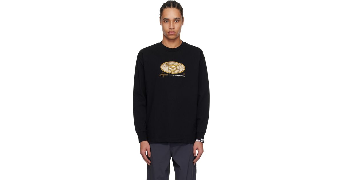 Aape By A Bathing Ape 'Aape' Theme Main Long Sleeve T-Shirt in Black ...