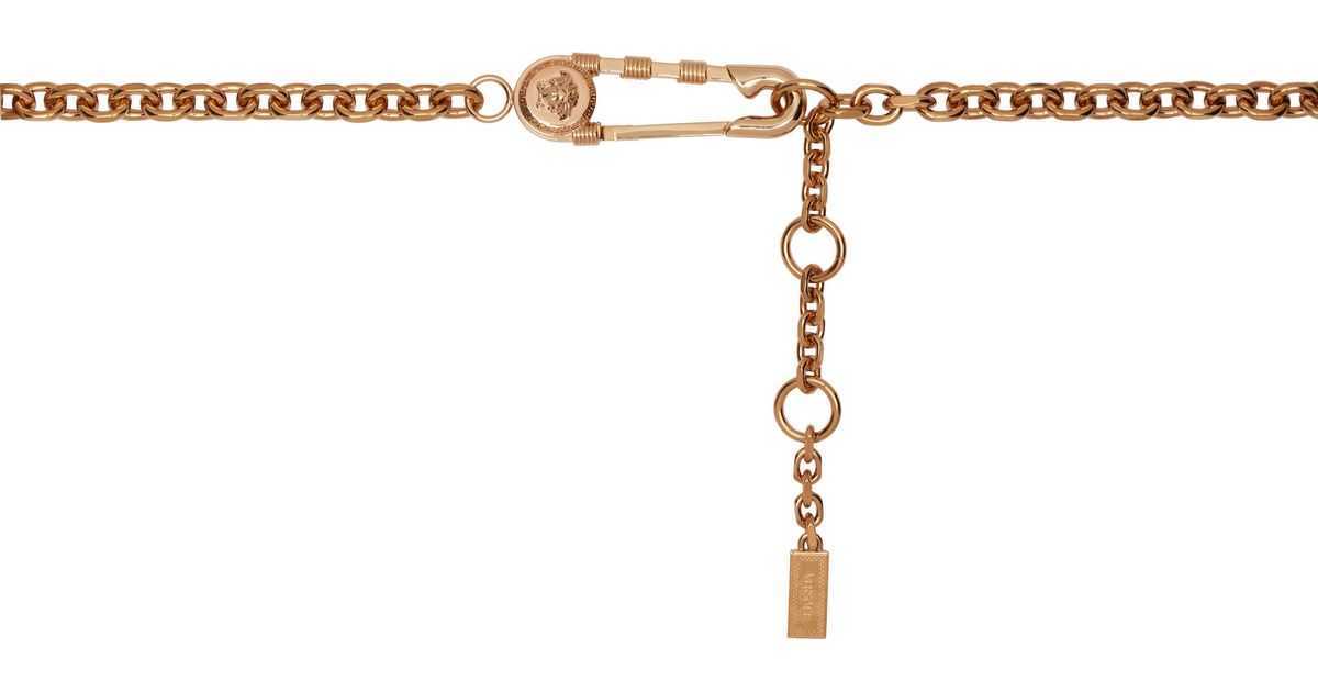 Versace Safety Pin Chain Belt in Black | Lyst UK