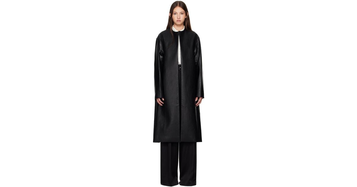GIA STUDIOS Alexis Faux-Leather Coat in Black | Lyst