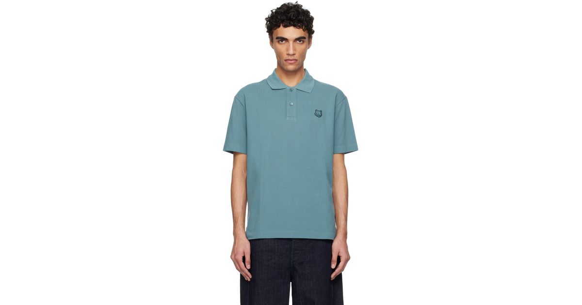 Maison Kitsuné Bold Fox Head Patch Oversize Polo in Blue for Men | Lyst