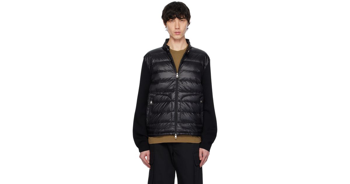 Moncler Padded Wool Zip-Up Down Jacket in Black for Men | Lyst