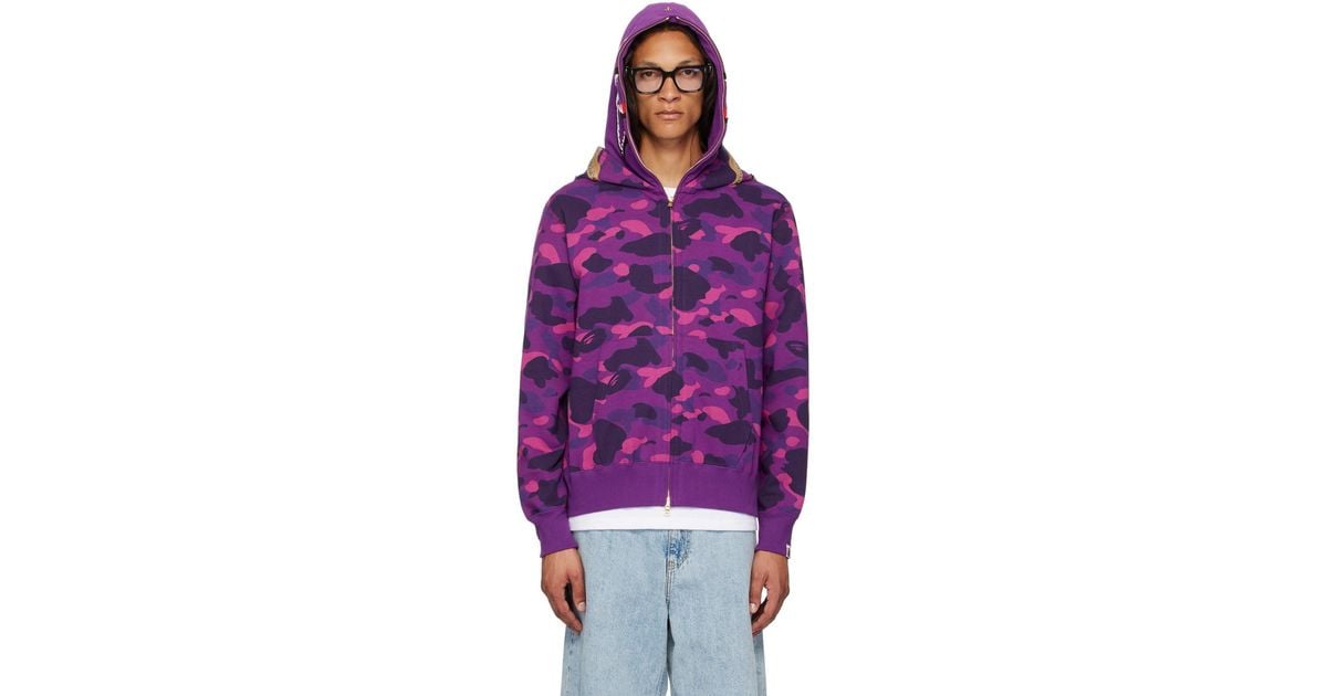 A Bathing Ape Color Camo Double Shark Full Zip Hoodie in Purple for Men | Lyst