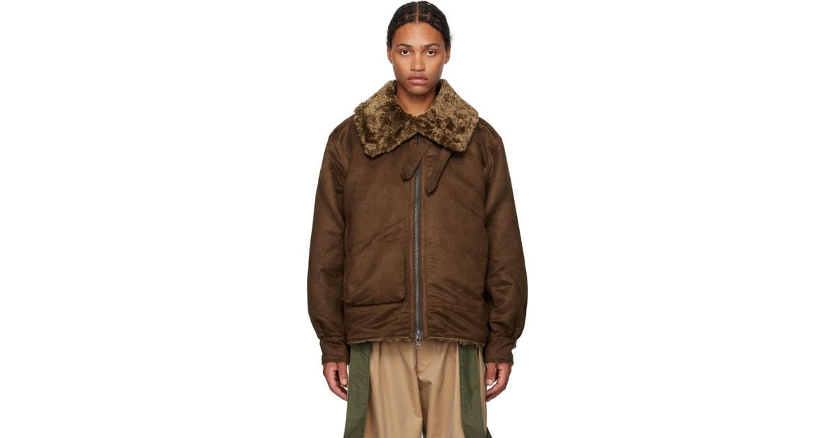 Engineered Garments B3 Faux-Suede Bomber Jacket in Brown for Men | Lyst