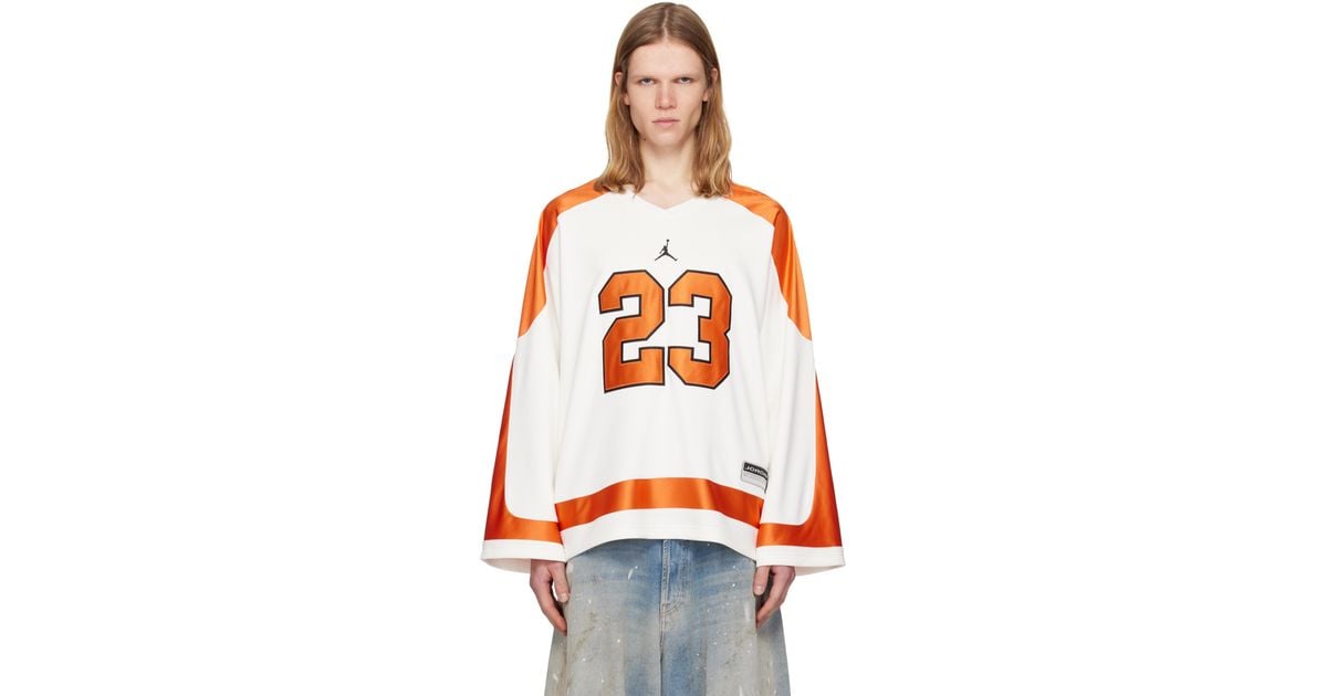 Nike Off- Brooklyn Collegiate Hockey Jersey in Orange for Men | Lyst UK