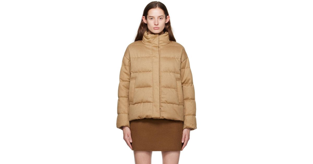 Max Mara Beige The Cube Donatello Reversible Down Jacket in Natural | Lyst