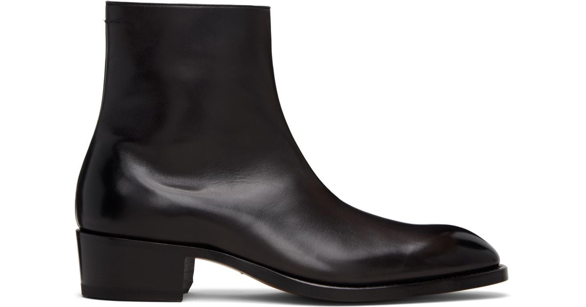 Tom Ford Burnished Leather Vincent Boots in Black for Men | Lyst UK