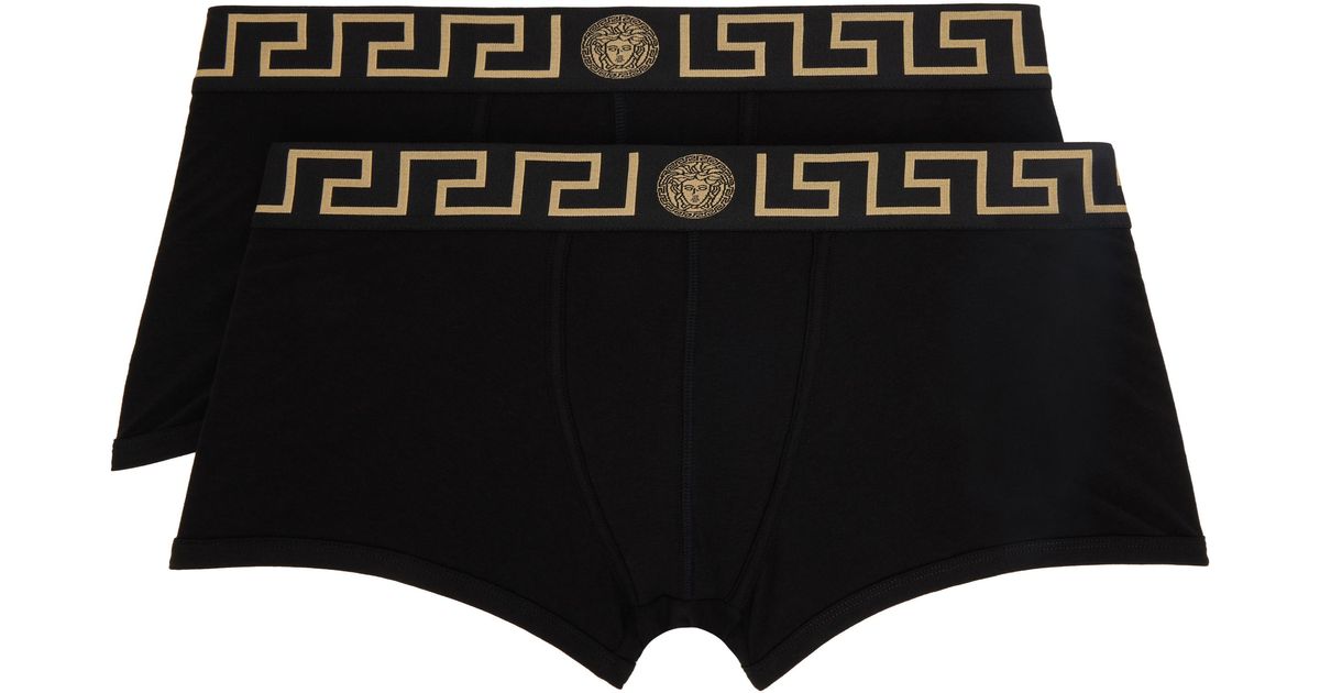 Versace Two-Pack Greca Border Boxer Briefs in Black for Men | Lyst