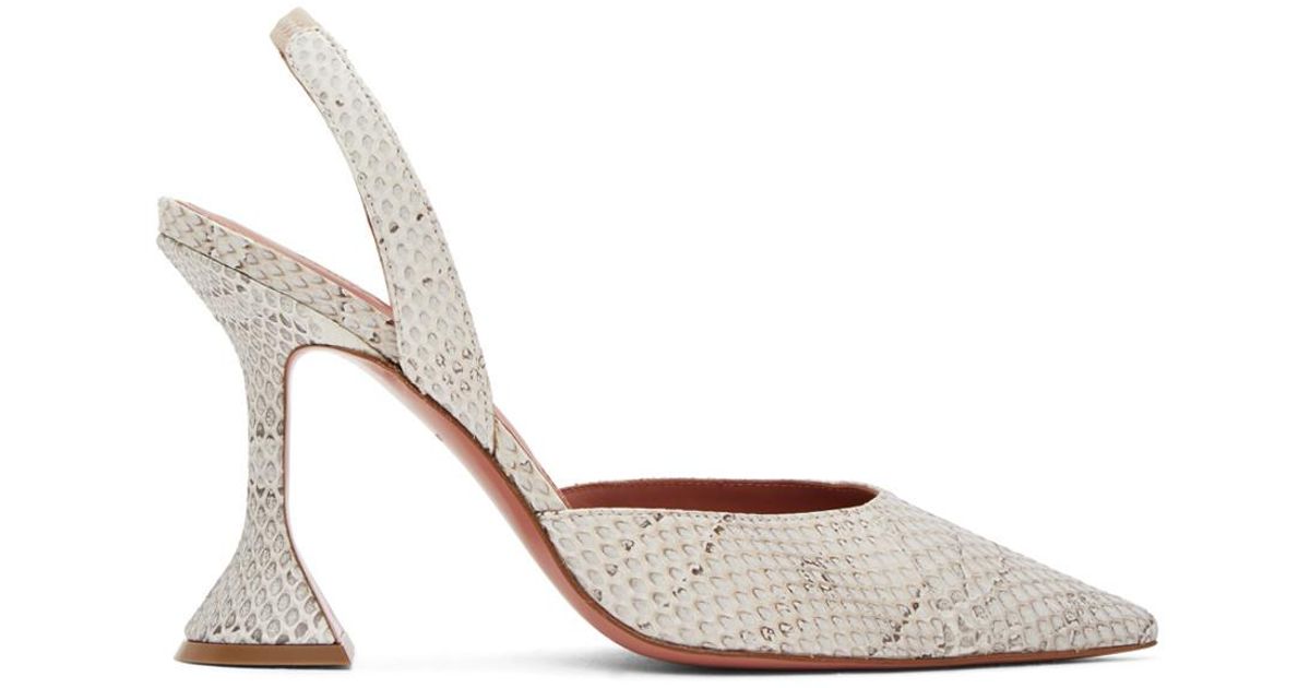 Chaussures a talons hauts et brides arriere en peau de serpent grises ...