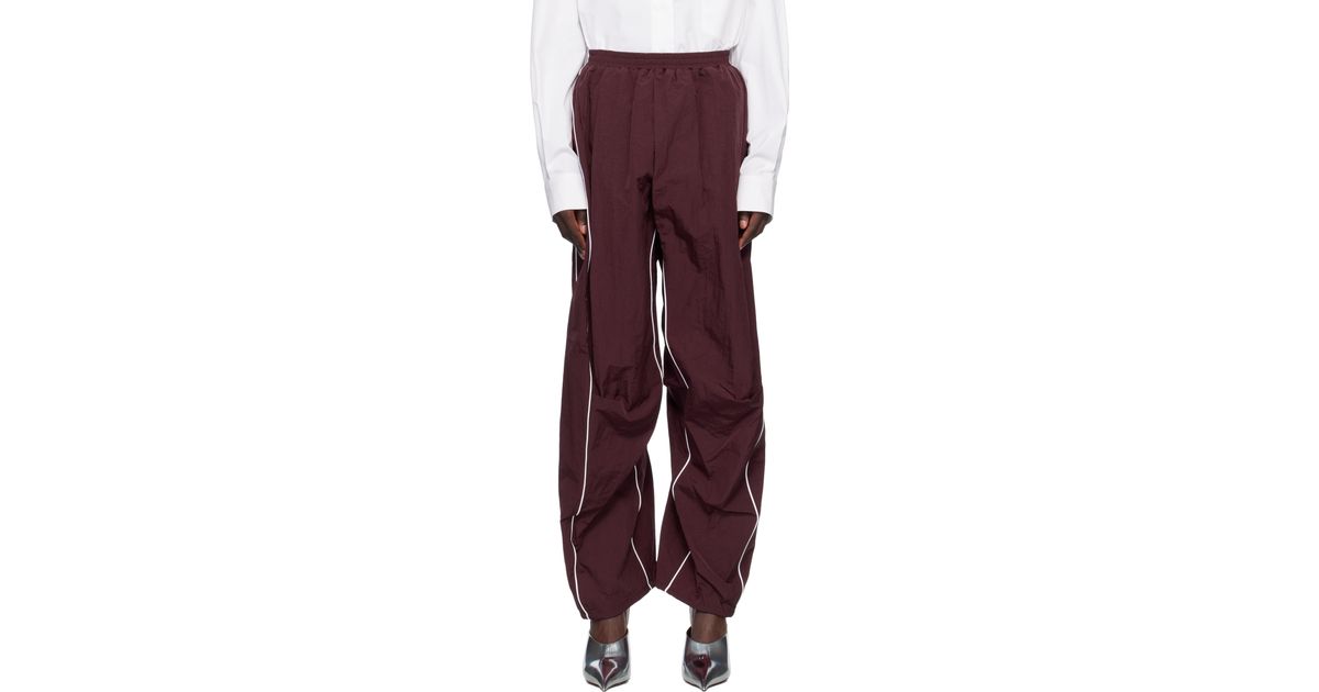 Pushbutton Piping Detail Tucked Track Pants in Purple | Lyst