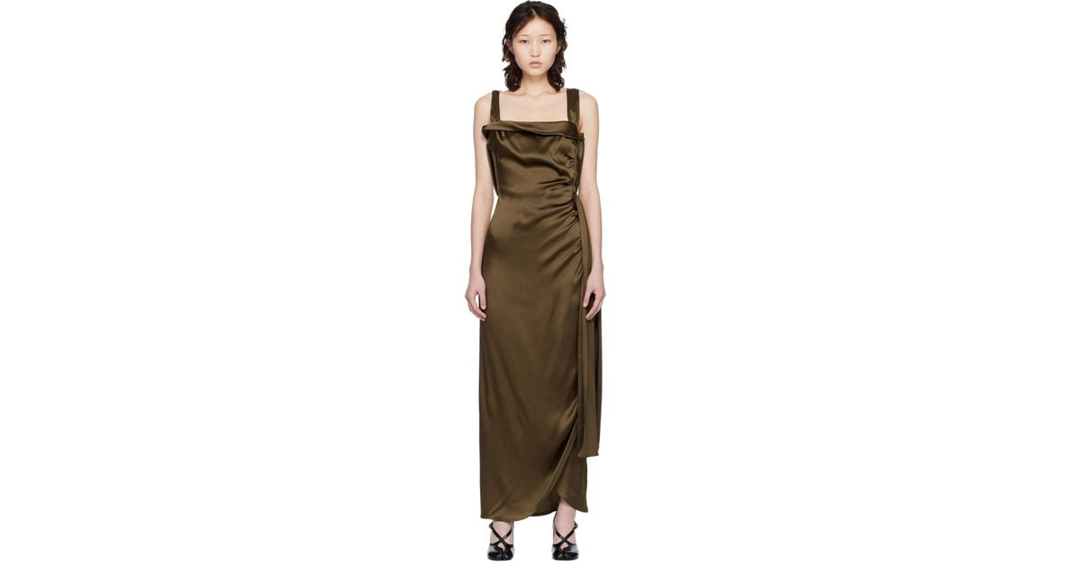 Maison Margiela Silk Satin Maxi Dress in Black | Lyst UK