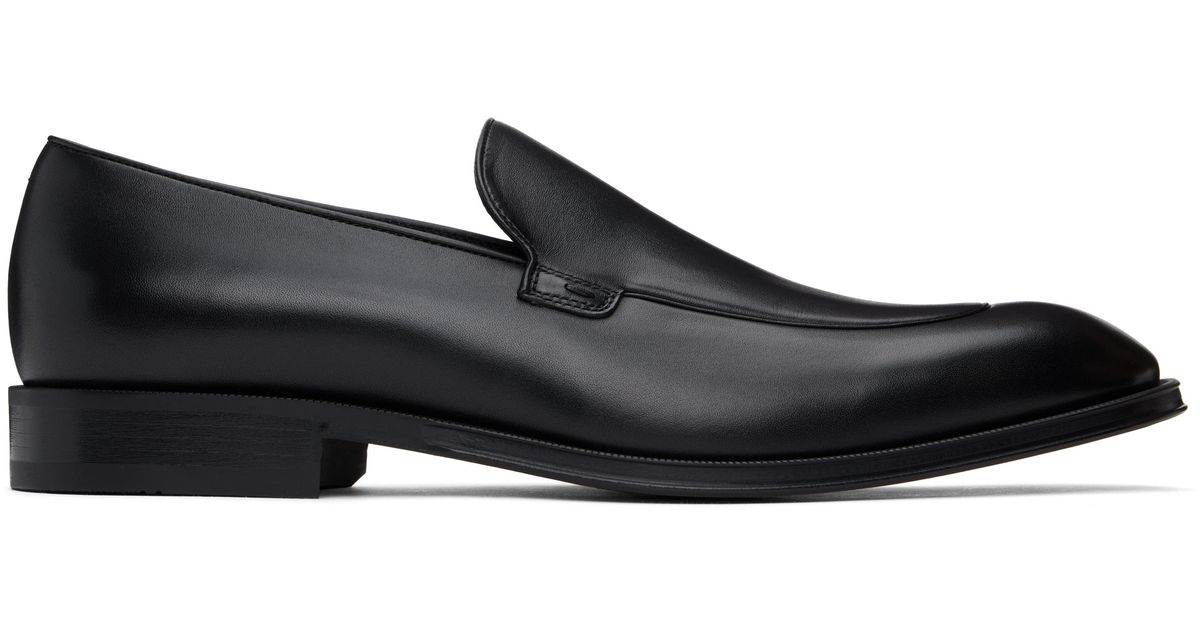 BOSS Leather Apron Toe Loafers in Black for Men | Lyst