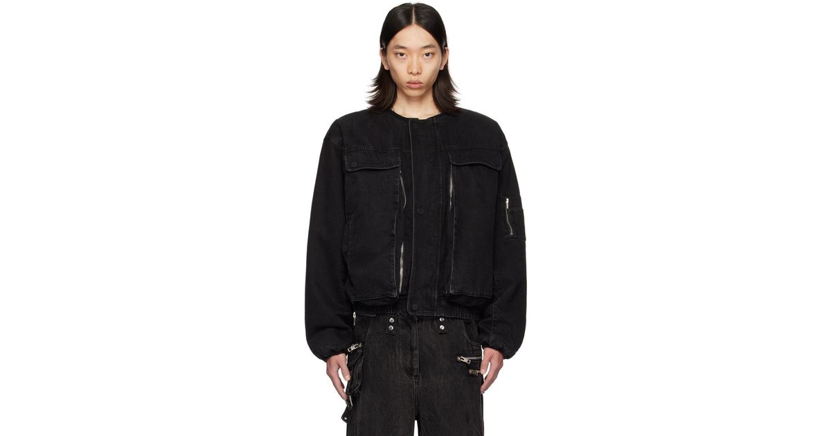 NO/FAITH STUDIOS Ssense Exclusive Removable Shoulder Denim Bomber ...