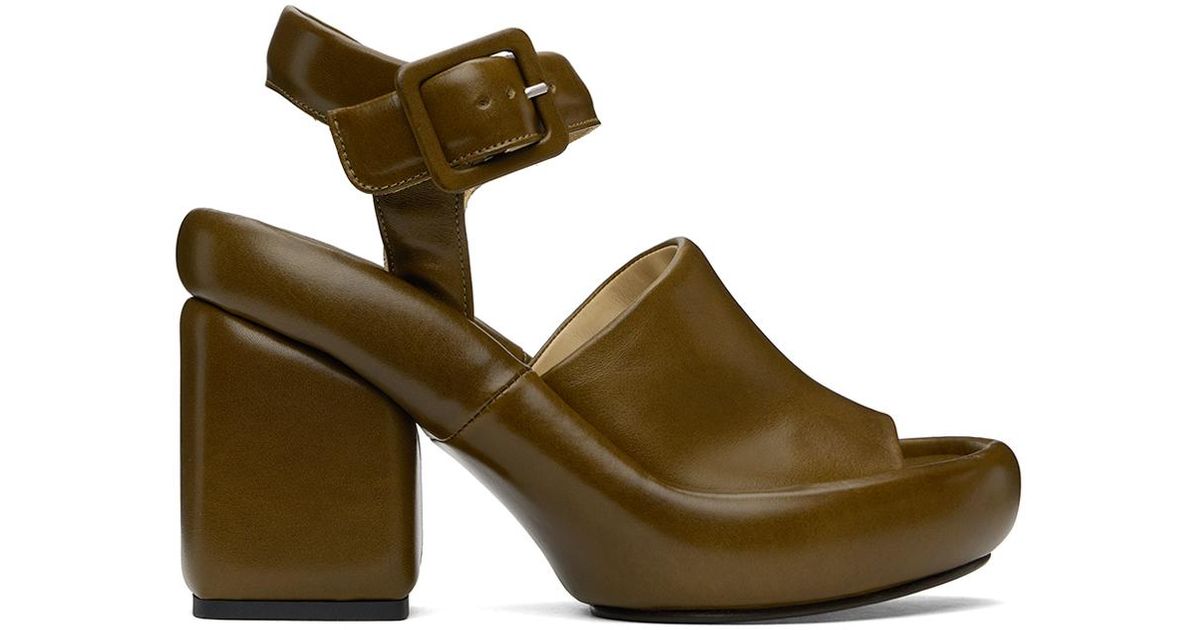 Lemaire Padded Wedge Heeled Sandals in Green | Lyst