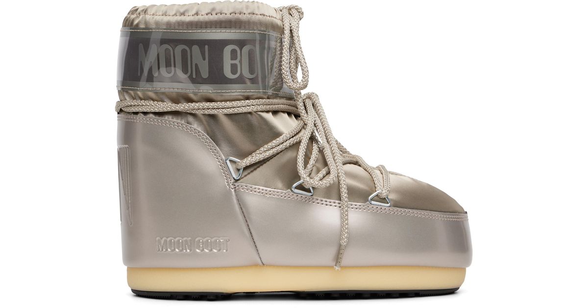 Moon Boot Icon Low Glance Satin Boots in Gray | Lyst