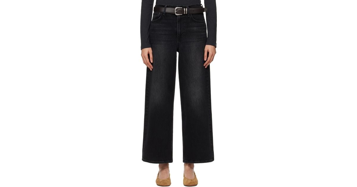 Rag & Bone 'The Andi' High-Rise Ankle Wide Leg Jeans in Black | Lyst