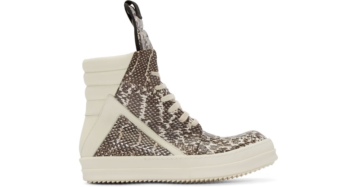 Rick Owens Grey Snakeskin Geobasket High-top Sneakers in Gray for Men ...