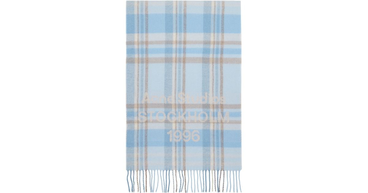 Acne Studios Logo Fringe Scarf in Blue | Lyst UK