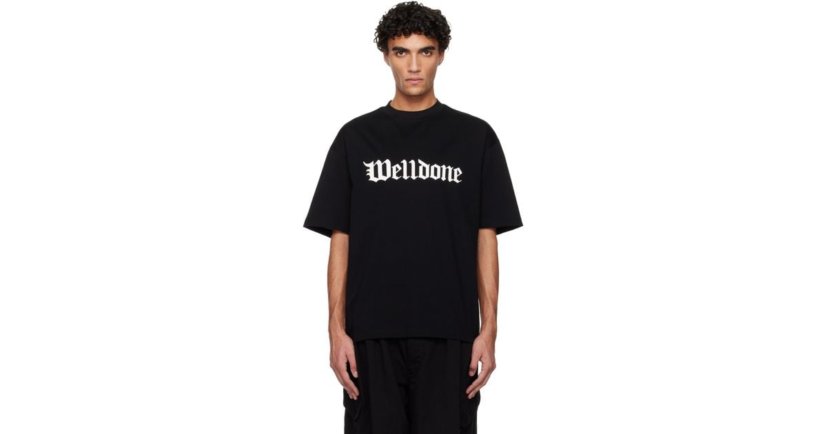 we11done Gothic Logo T-Shirt in Black for Men | Lyst