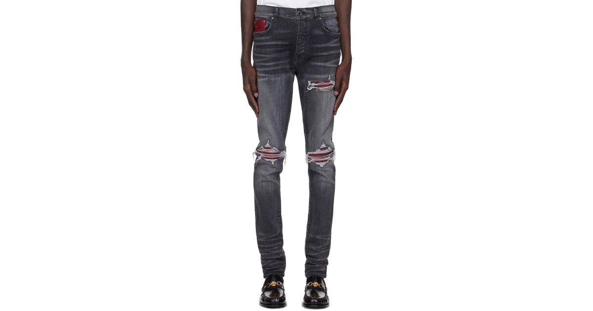 Amiri Stretch Lurex Distressed Quilted Denim Jeans in Black for Men | Lyst