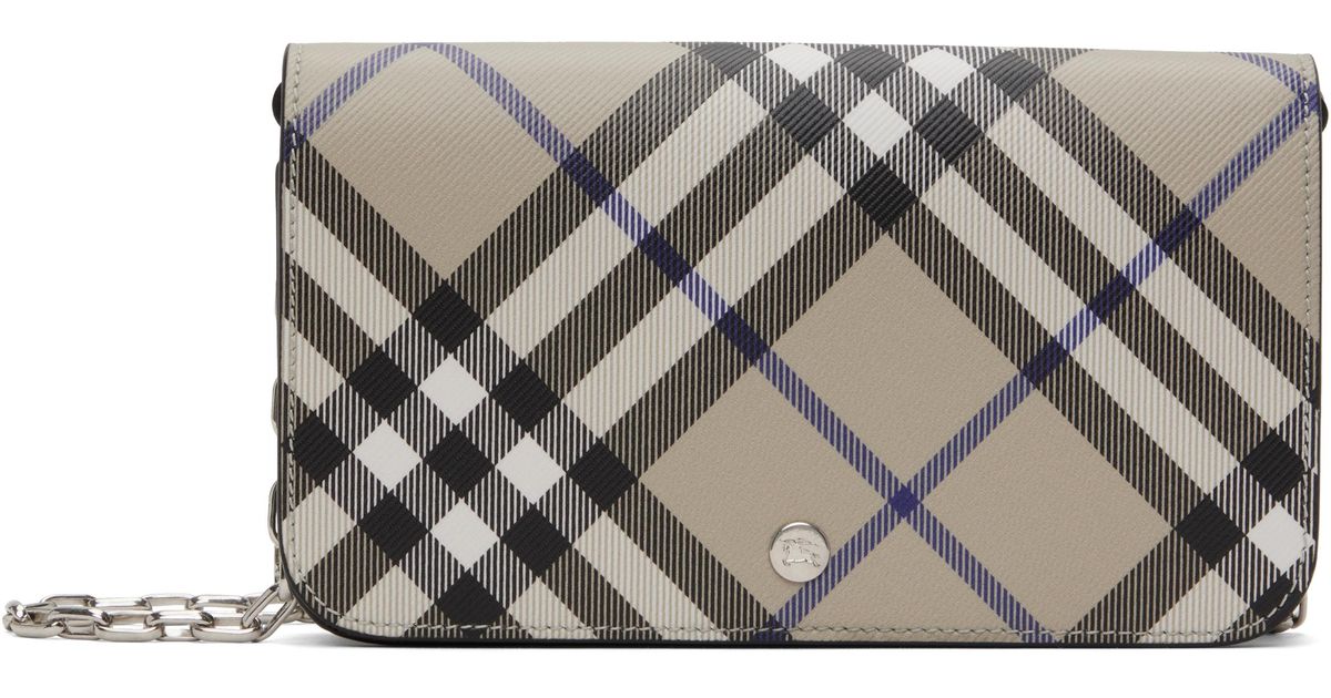 Burberry Check Chain Strap Wallet Bag in Black | Lyst