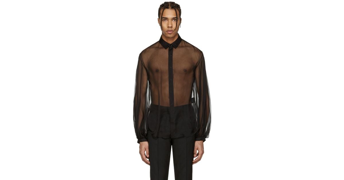 Saint Laurent Black Sheer Shirt for Men | Lyst