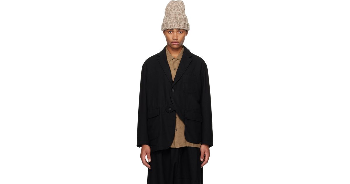 Engineered Garments Flannel Slanted Blazer in Black for Men | Lyst