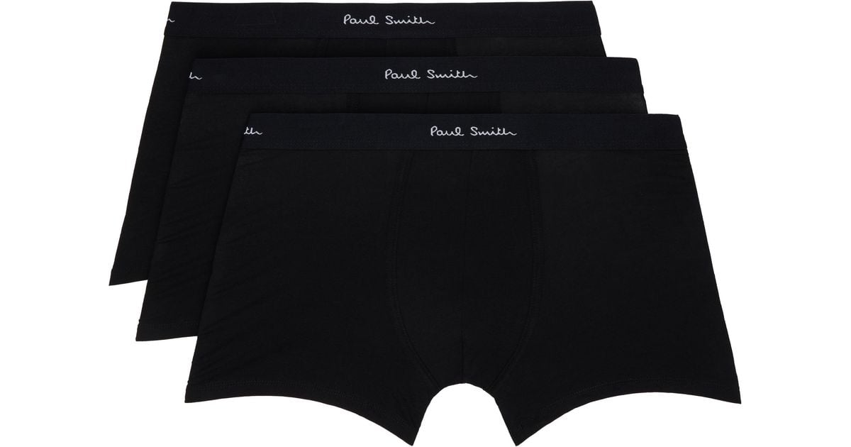 Paul Smith Three-Pack Long Plain Boxer Briefs in Black for Men | Lyst UK