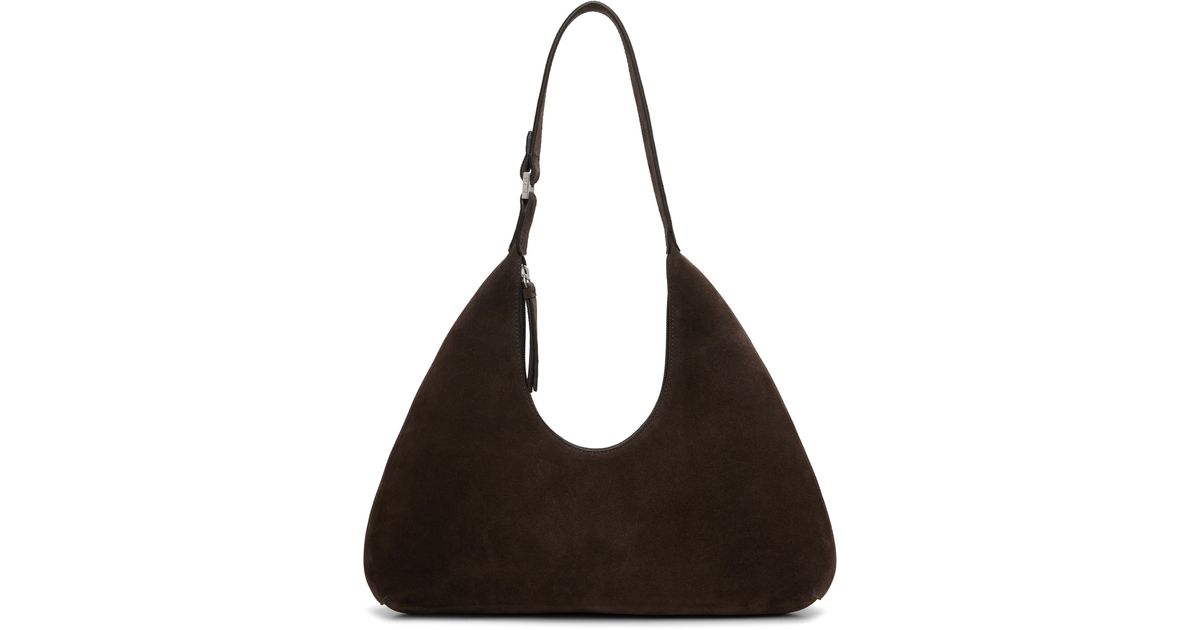BY FAR Amber Suede Leather Shoulder Bag in Black | Lyst