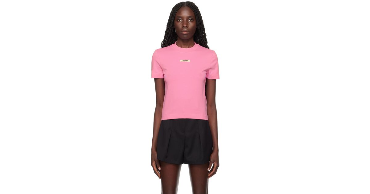 Jacquemus Grosgrain Logo T-shirt in Pink | Lyst