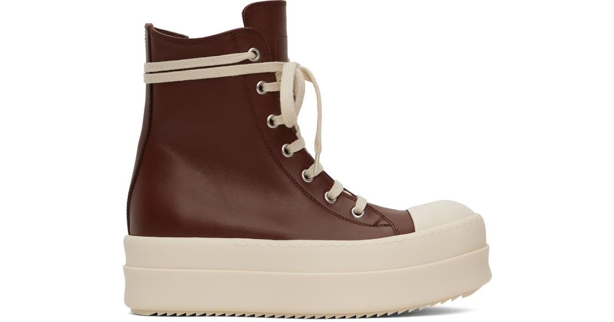Rick Owens Burgundy Mega Bumper Sneakers in Brown | Lyst