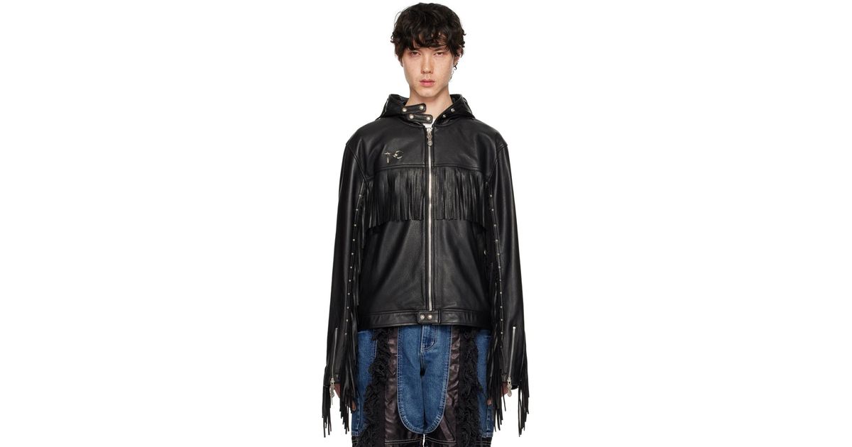 THUG CLUB Hell Cowboy Leather Jacket in Black for Men | Lyst UK