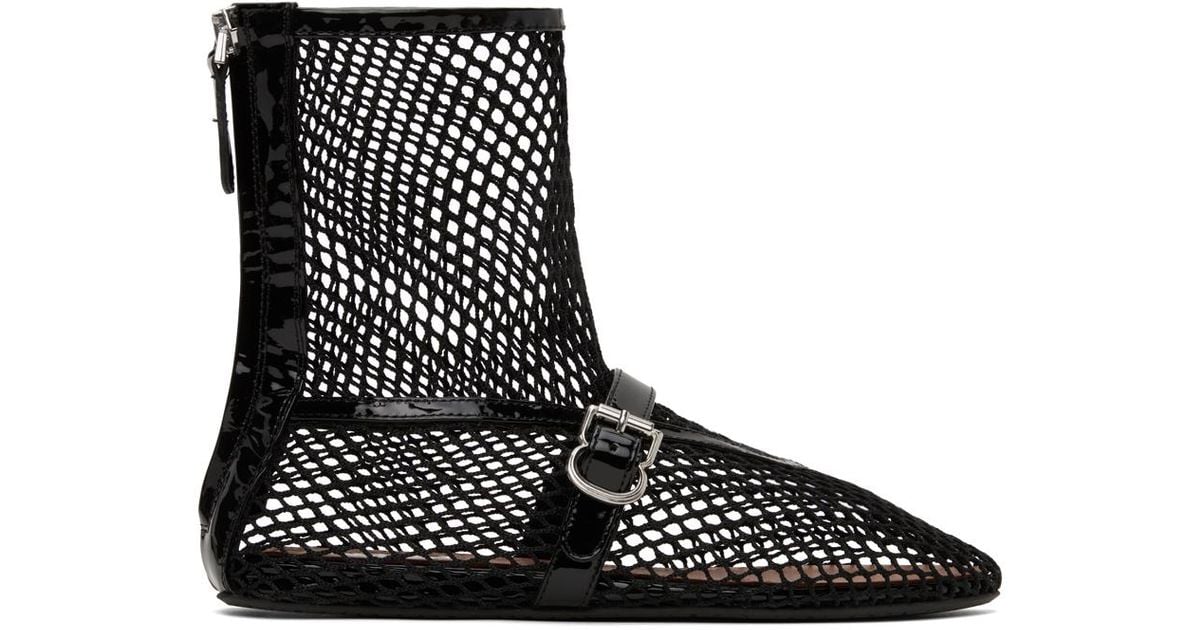 Alaïa Black Fishnet High Boots | Lyst