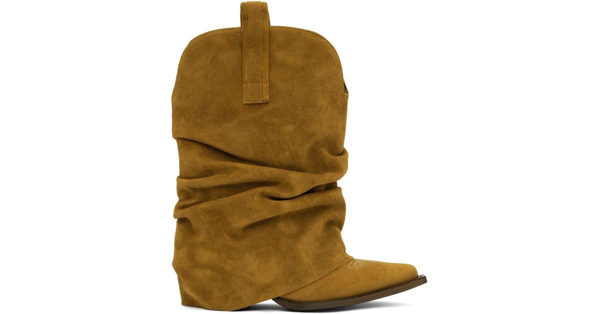 R13 Brown Low Rider Cowboy Boots in Green | Lyst