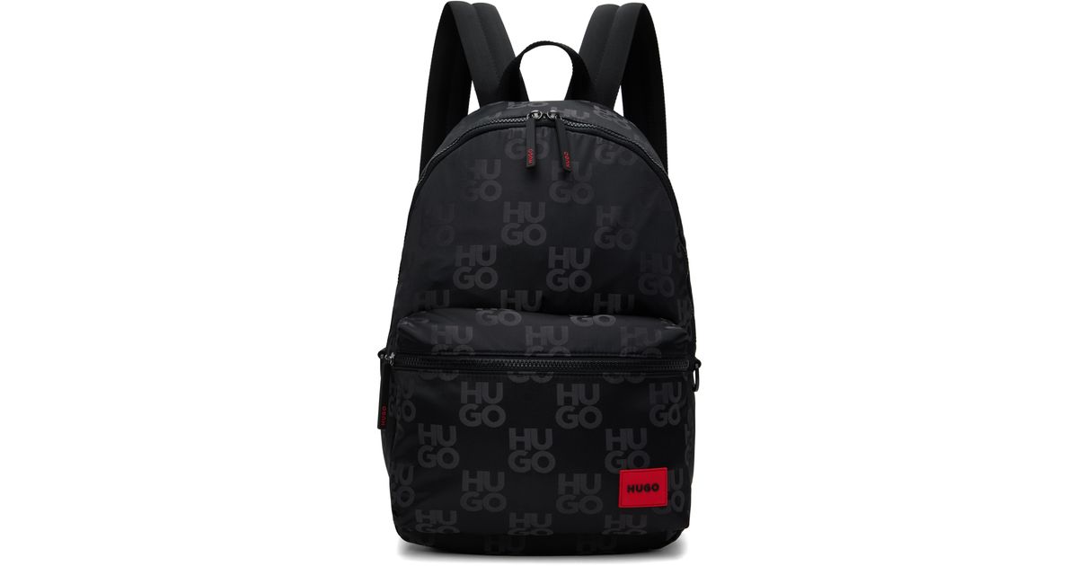 HUGO Logo Pattern Backpack in Black for Men | Lyst