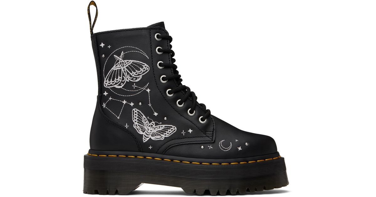 Dr. Martens Jadon Celestial Moth Embroidered Platform Boots in Black | Lyst