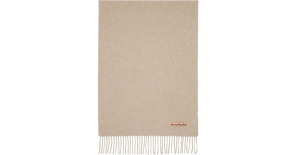 Acne Studios Narrow Fringe Wool Scarf in Natural | Lyst UK